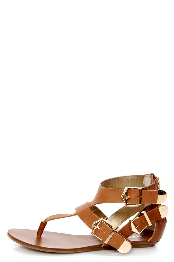 Report Jamieson Tan Leather Buckled Gladiator Sandals - $64.00 - Lulus