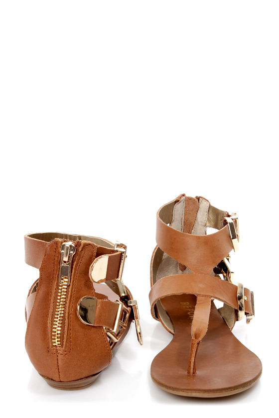 Report Jamieson Tan Leather Buckled Gladiator Sandals - $64.00 - Lulus