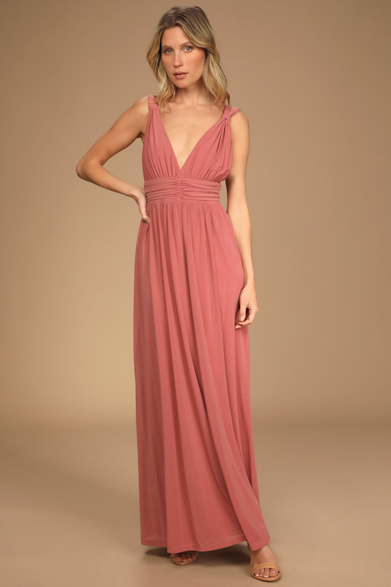 Rusty Rose Dress - Mesh Maxi Dress - Sleeveless Maxi Dress - Lulus