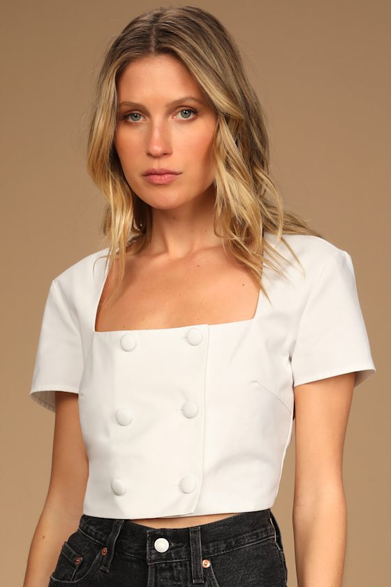 Ivory Jacket - Short Sleeve Jacket - Cropped Suit Jacket - Lulus