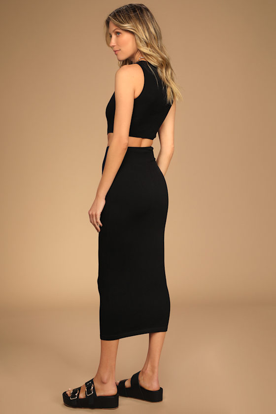 Black Midi Dress - Cutout Dress - Sleeveless Midi Dress - Lulus