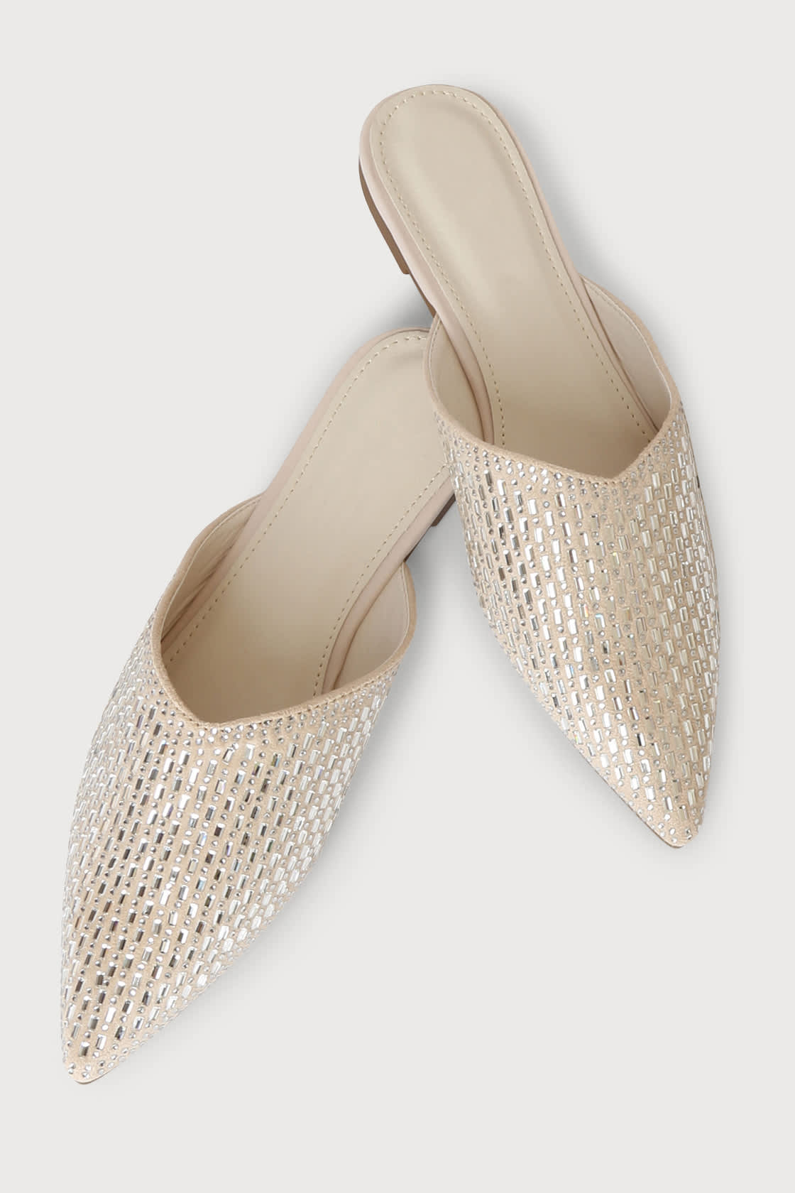 Silver Pointed-Toe Mules - Rhinestone Mules - Slide Mules - Lulus