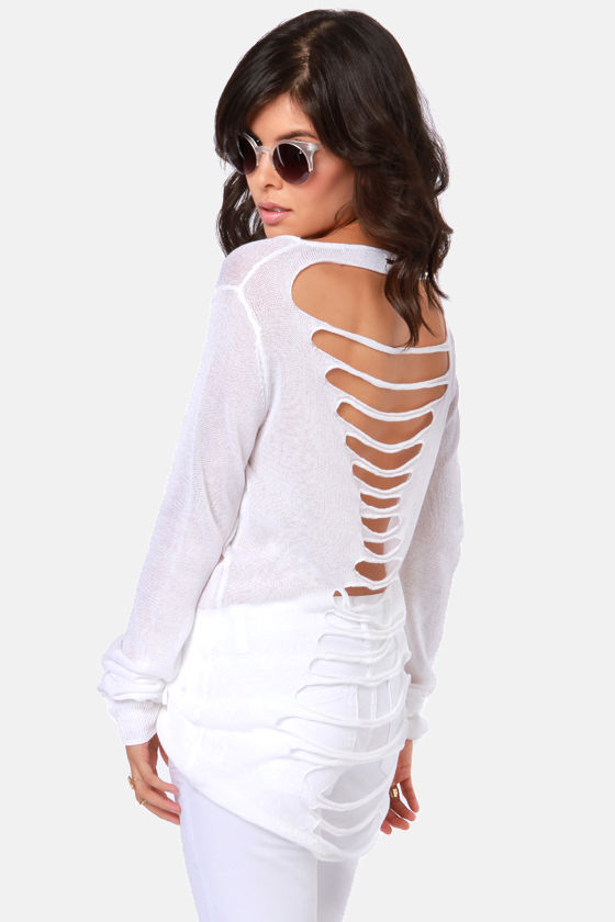 Cute Slashed Sweater - Ivory Sweater - Knit Sweater - $44.00 - Lulus