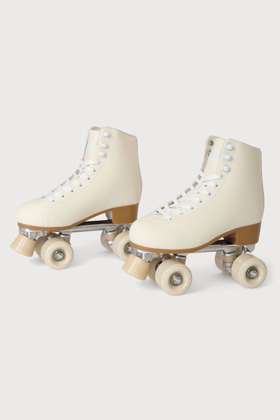 Beige Skates - Quad Roller Skates - Retro Quad Skates - Skates - Lulus