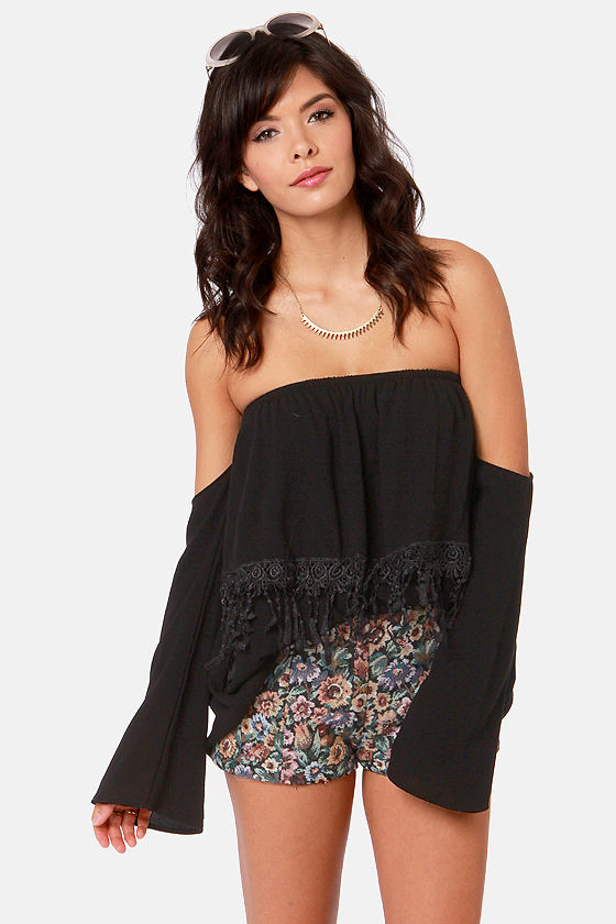 Cute Black Top - Off-the-Shoulder Top - Lace Top - $42.00 - Lulus