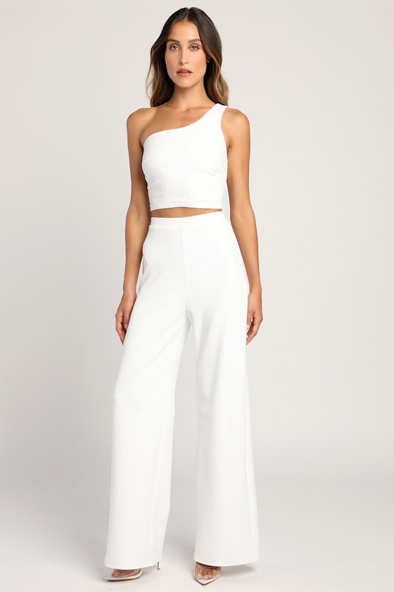 Ivory Jumpsuit - One-Shoulder Jumpsuit - Two-Piece Jumpsuit - Lulus