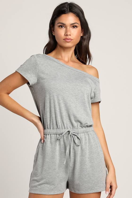 Heather Grey Romper - Drawstring Romper - Lounge Romper - Lulus