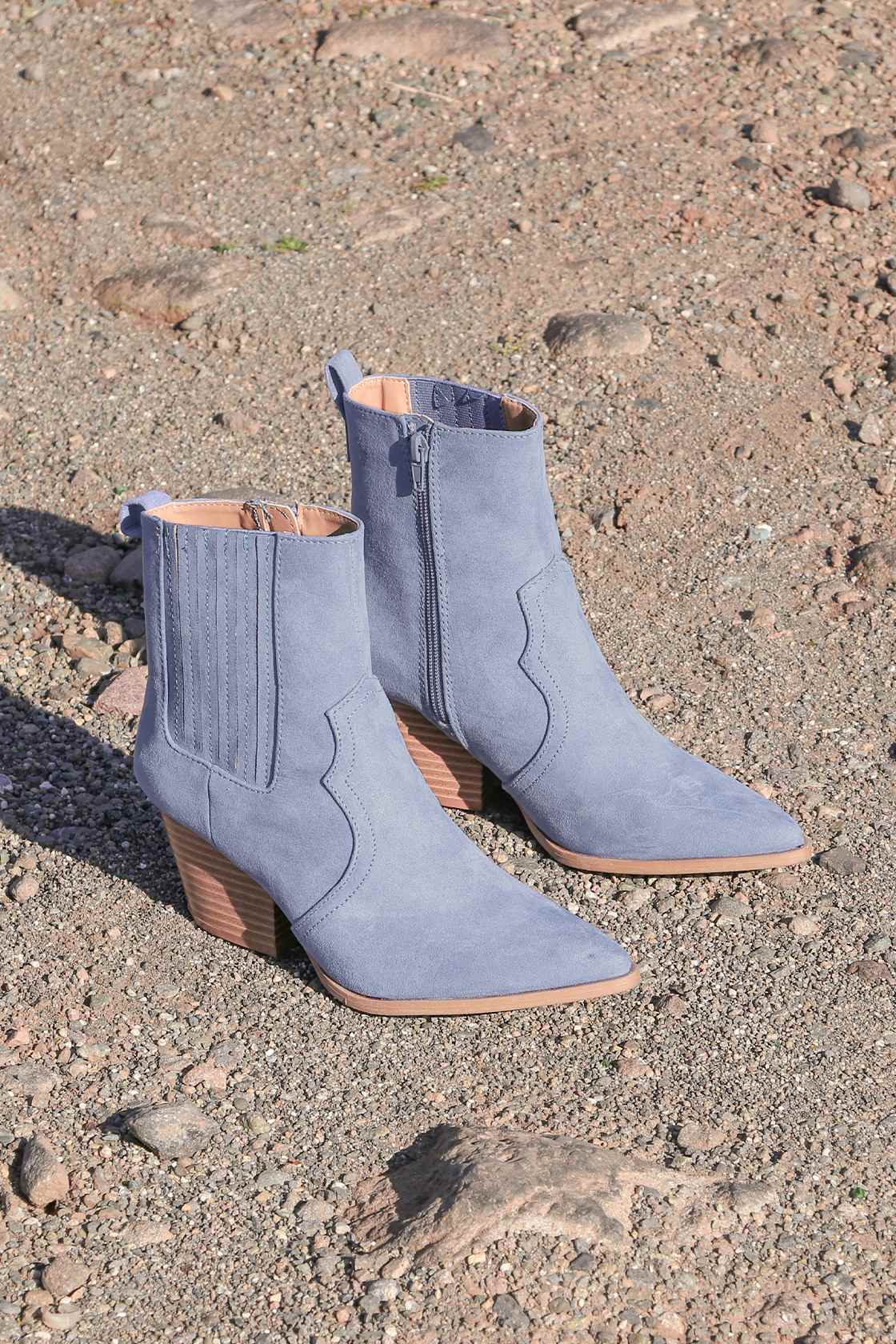 Blue Boots - Pointed-Toe Boots - Mid-Calf Boots - Western Boots - Lulus