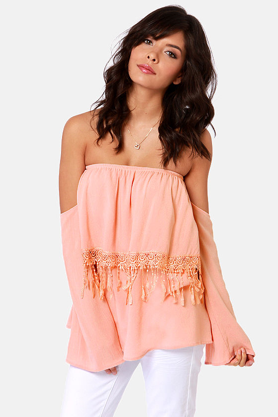 Cute Blush Pink Top - Off-the-Shoulder Top - Lace Top - $42.00 - Lulus