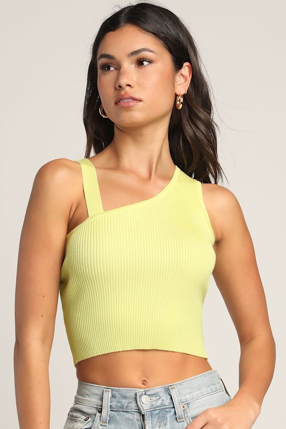 Bright Yellow Bodycon Top - Asymmetrical Top - Sleeveless Top - Lulus