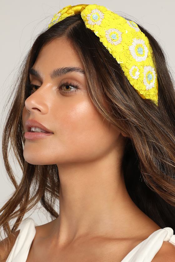 Yellow Embellished Headband - Sequin Headband - Yellow Headband - Lulus