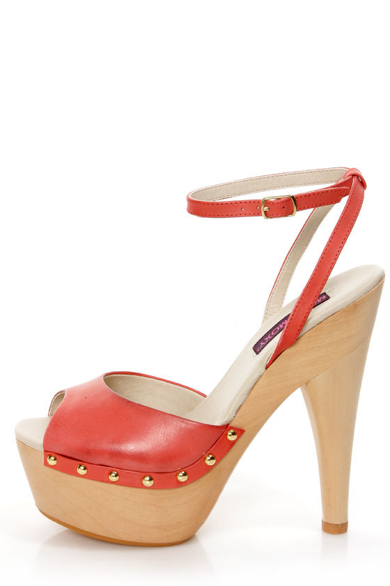 Mojo Moxy Candy Apple Red Wooden Platform Heels - $89.00 - Lulus