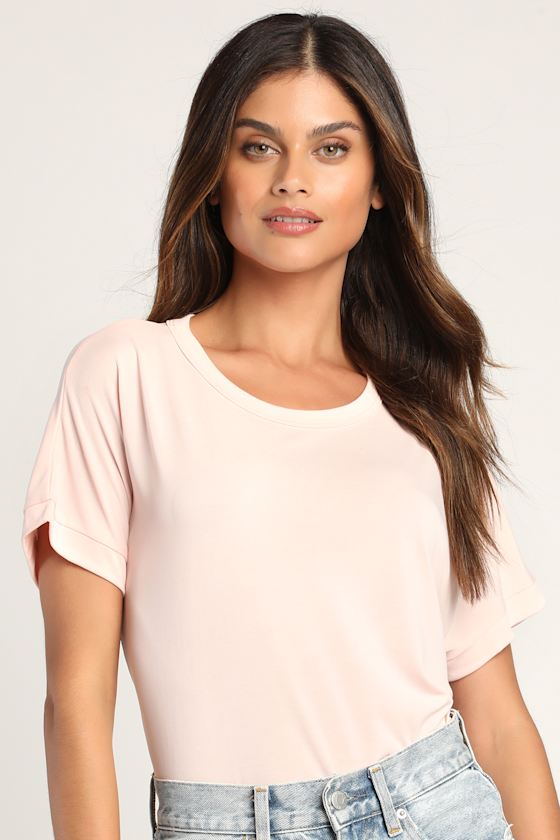 Blush T-Shirt - Modal Crew Neck Tee - Short Sleeve Tee - Lulus