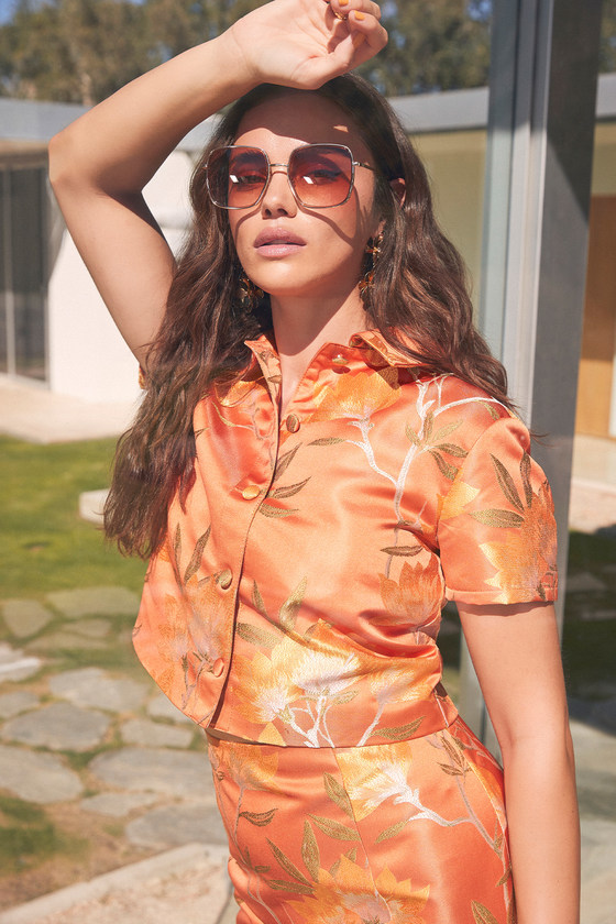 Chic Gold And Brown Sunglasses Oversized Square Sunglasses Lulus