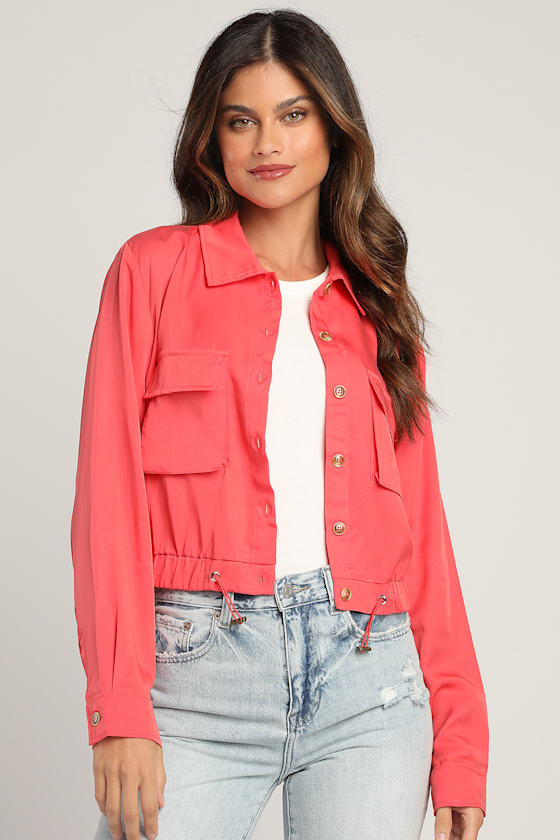 Coral Jacket - Collared Coat - Lightweight Utility Jacket - Lulus