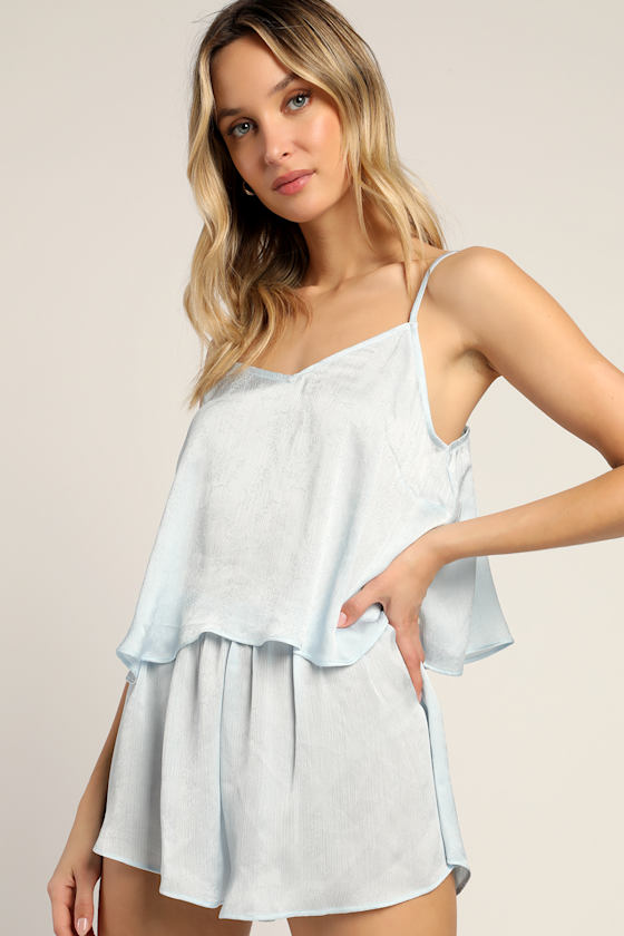 Baby Blue Pajama Set - Jacquard PJ Set - Two-Piece Pajama Set - Lulus