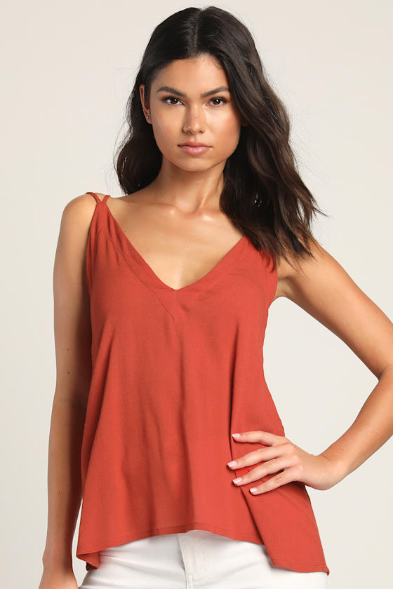 Cute Rust Orange Top - Rust Tank Top - Cutout Tank Top - Lulus
