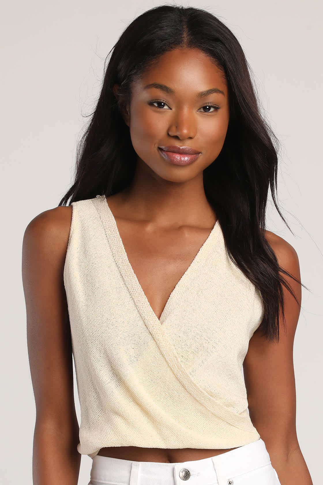 Cream Sweater Tank - Twist Front Tank - Cropped Sweater Tank - Lulus