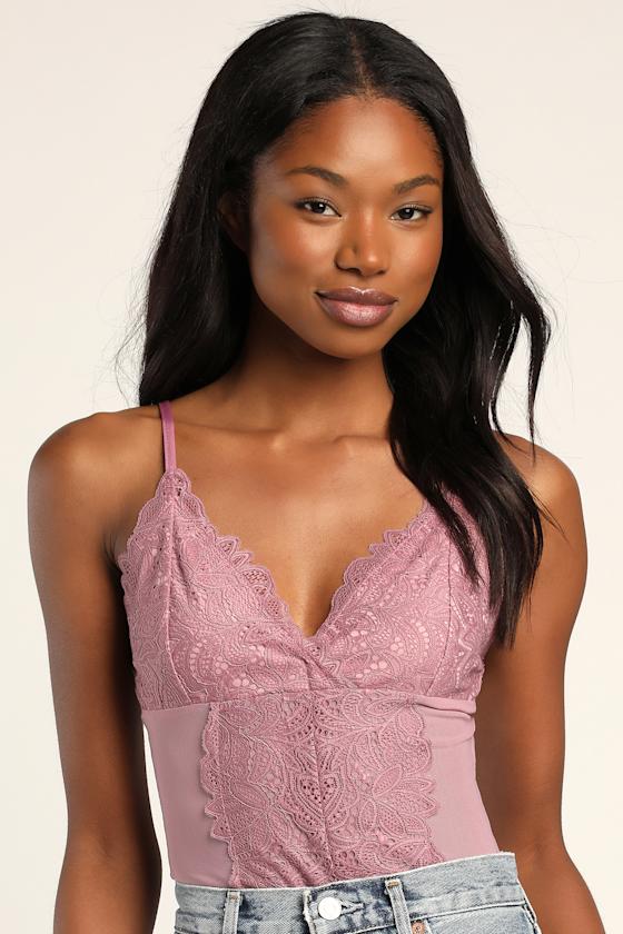 Purple Lace Bodysuits Sexy Bodysuits Purple Sheer Bodysuits Lulus