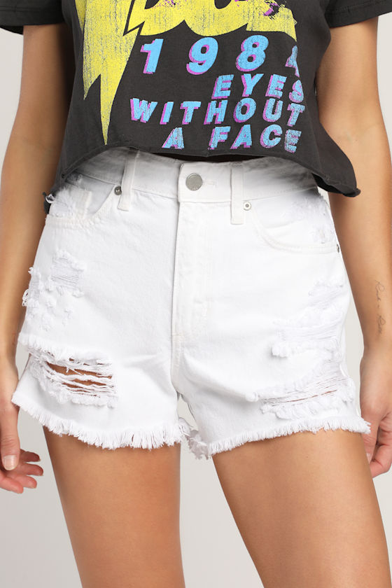 White Distressed Denim Shorts - Distressed Denim Shorts - Shorts - Lulus
