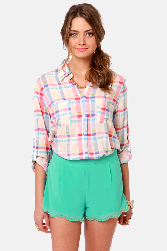 Cute Beaded Shorts - Mint Green Shorts - Chiffon Shorts - $43.00 - Lulus