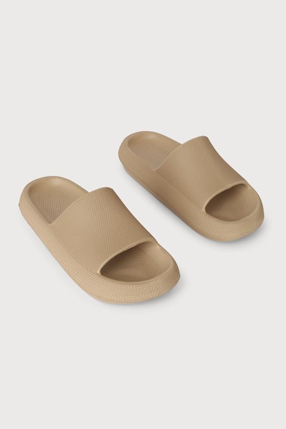 Tan Rubber Slides - Rubber Slide Sandals - Brown Slides - Slides - Lulus