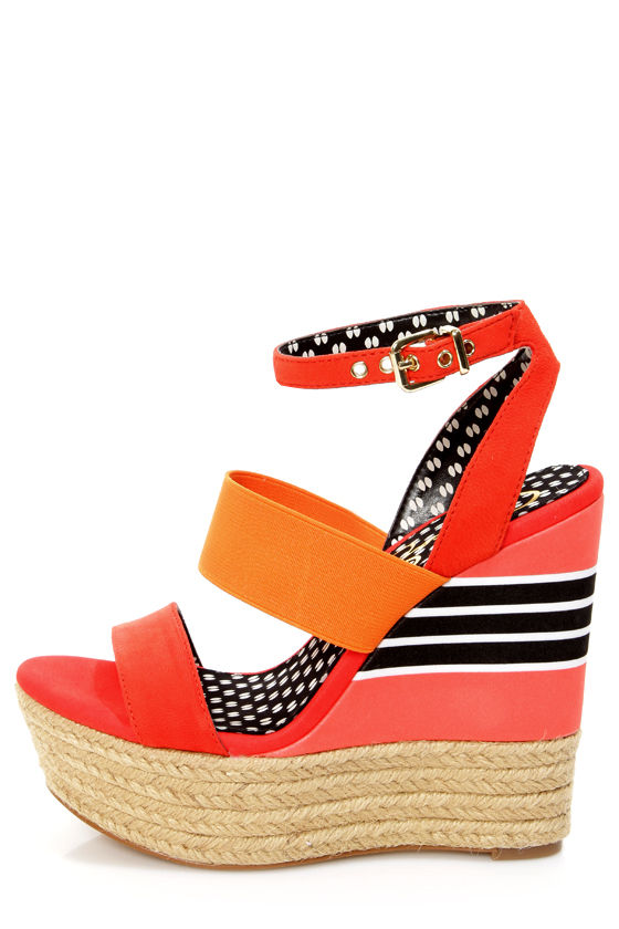 Jessica Simpson Cosset Tomato Red Multi Platform Wedge Sandals - $89.00 ...