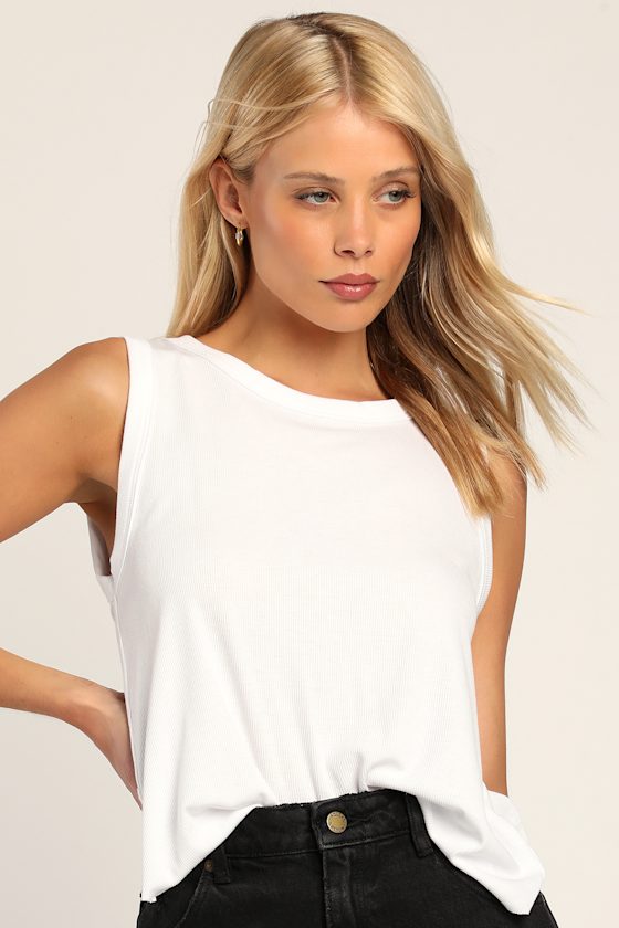 White Sleeveless Tank Top - Cutout Tank Top - Cross Back Tank Top - Lulus