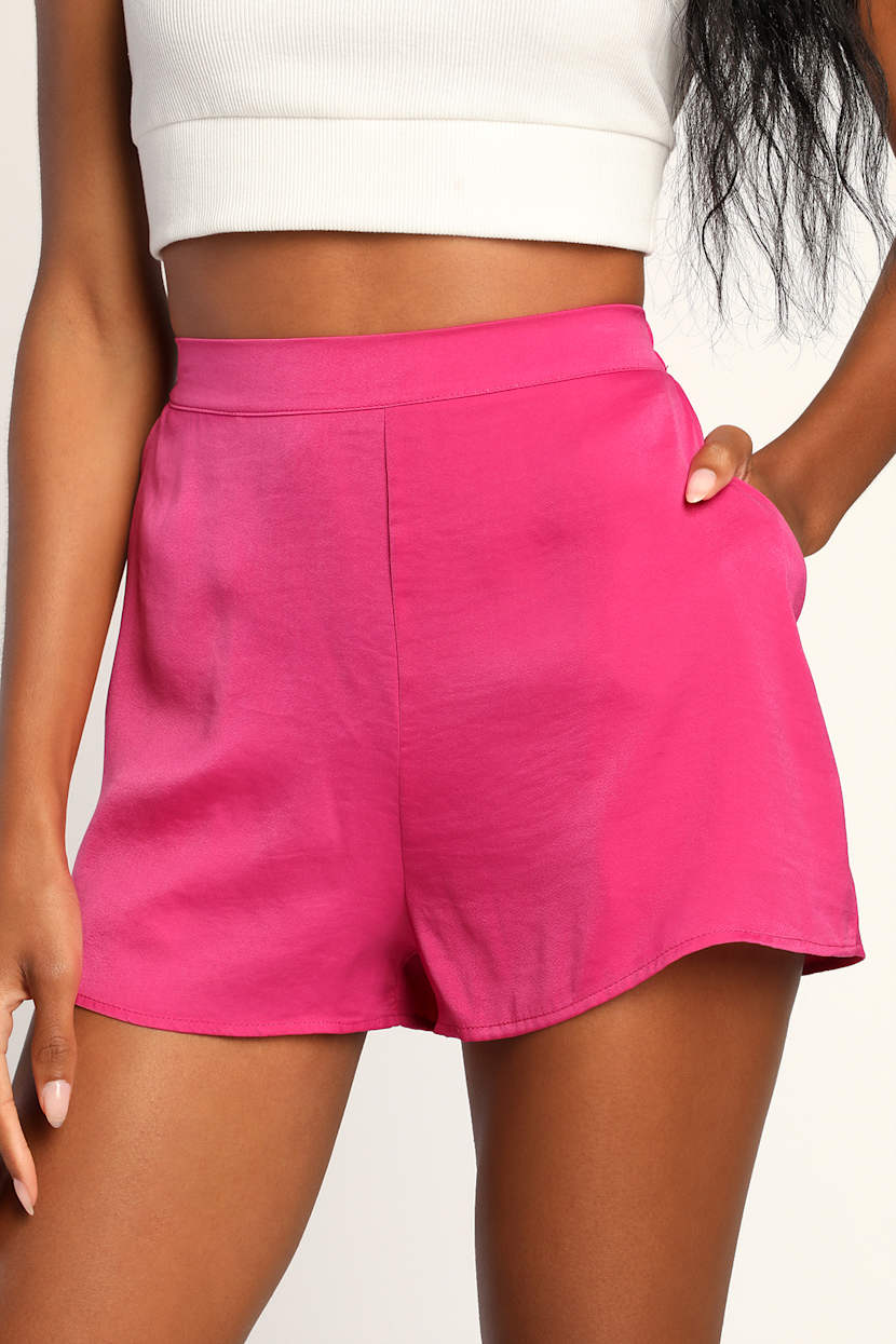 Hot Pink Satin Shorts | atelier-yuwa.ciao.jp