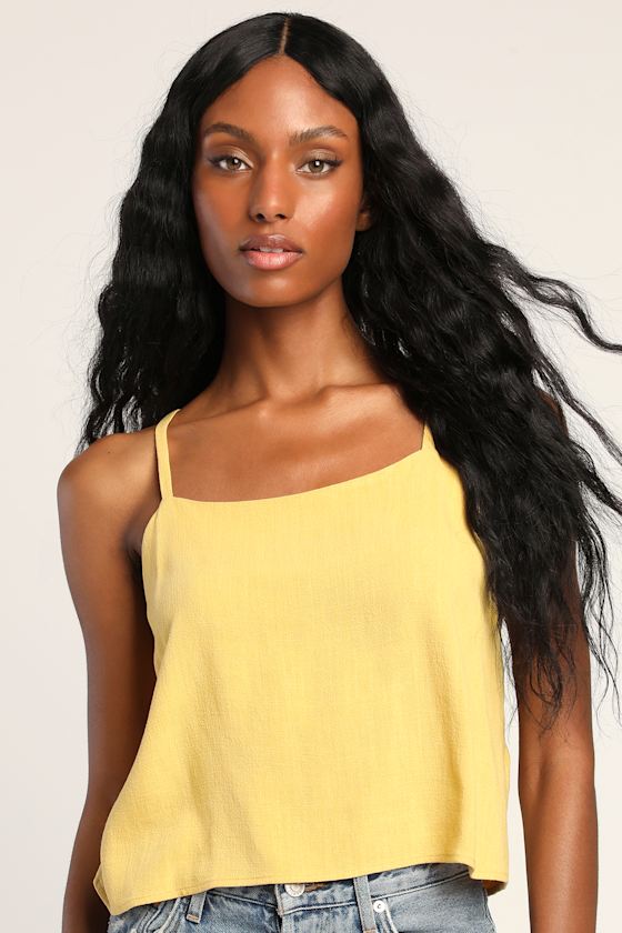 Yellow Tank Top - Button Back Tank - Linen Cami Top - Lulus