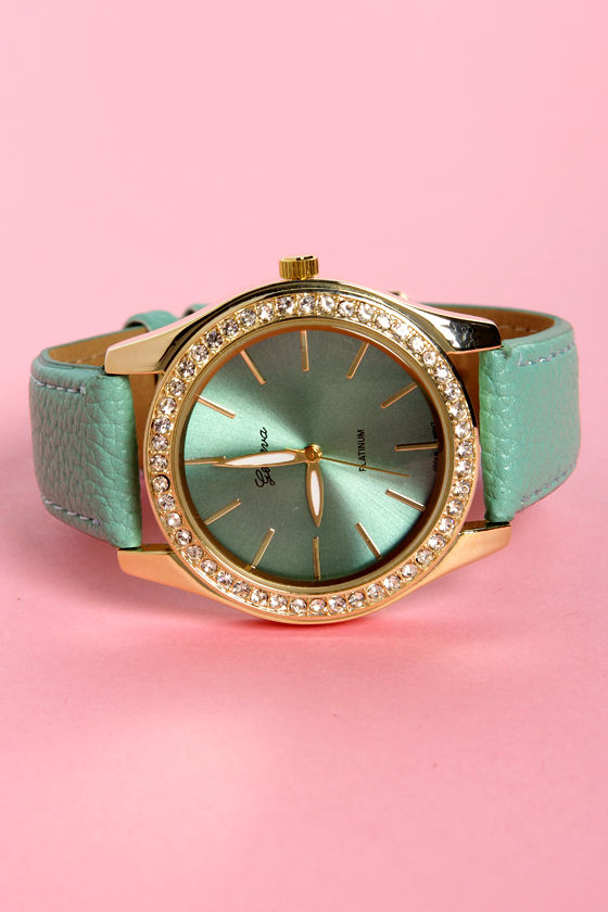 Pretty Gold Watch - Mint Green Watch - Faux Leather Watch - $20.00 - Lulus