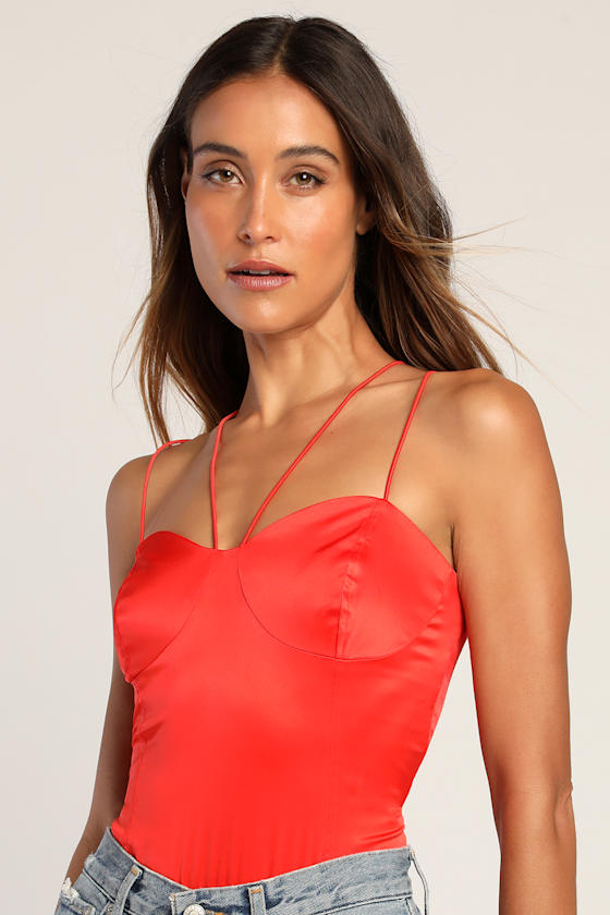 Red Bodysuit - Satin Bodysuit - Bustier Bodysuit - Bodysuit - Lulus
