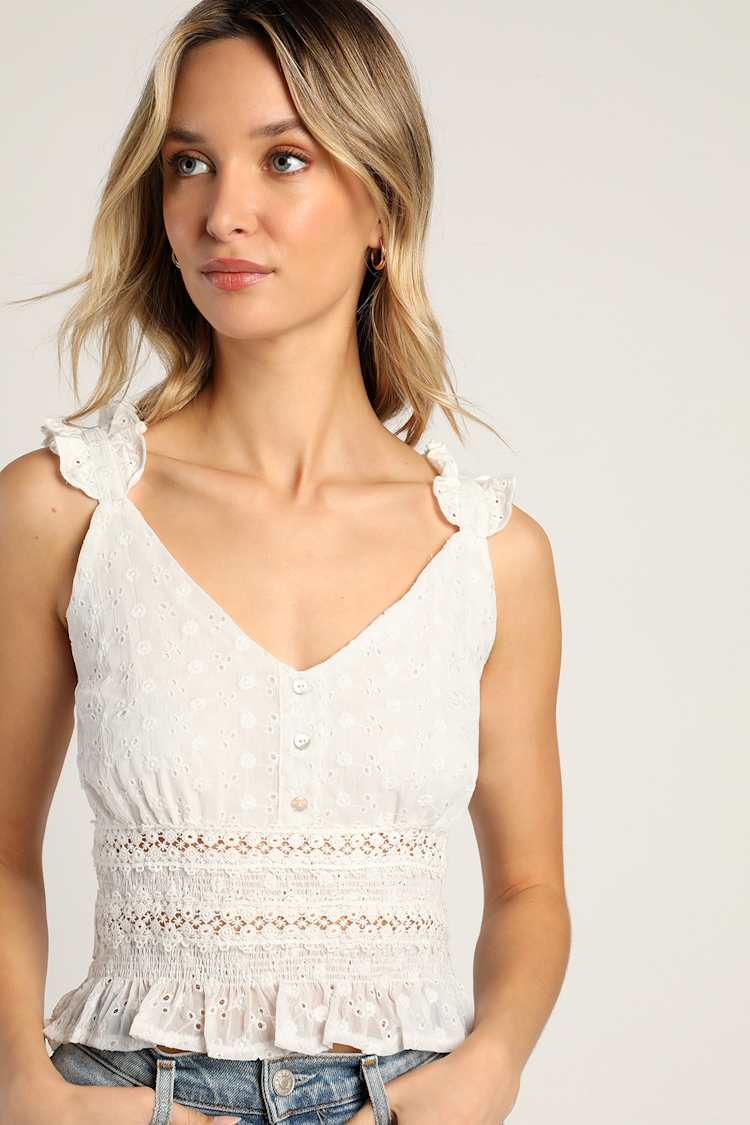 White Lace Crop Top Tank