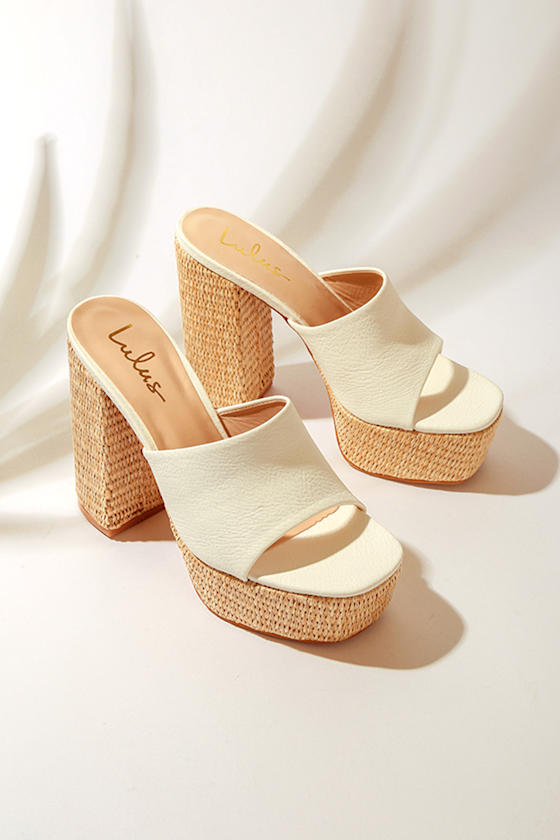Platform Slide Sandals - White Mule Sandals - Platform Sandals - Lulus
