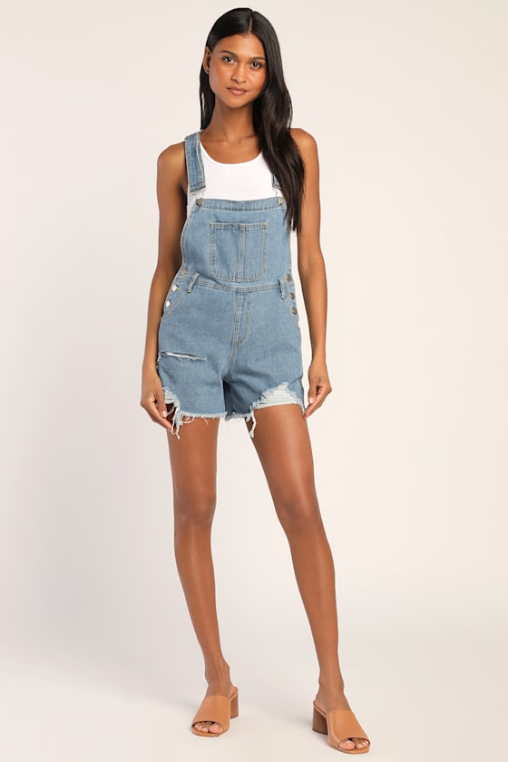 Distressed Overalls - Cutoff Overalls - Denim Overalls - Lulus