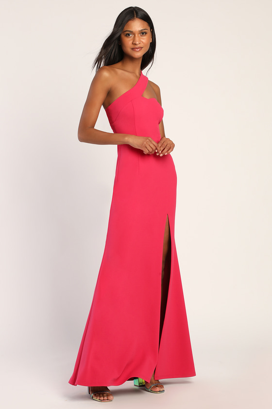 Magenta Maxi Dress Mermaid Maxi Dress One Shoulder Maxi Dress Lulus