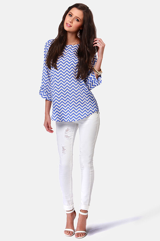 Cute Blue Top - Chevron Top - Striped Top - $38.00 - Lulus