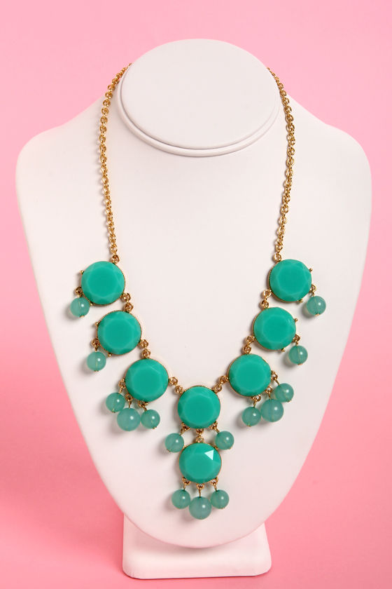 Pretty Teal Necklace - Bubble Necklace - Statement Necklace - $18.00 ...