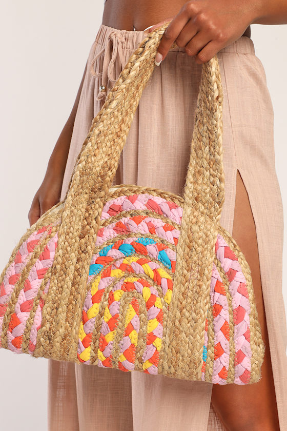 Multi-Color Straw Tote - Beach Bag - Woven Straw Bag - Lulus