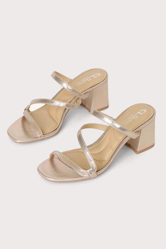 CL by Laundry Blaine Starstone Light Gold - Slide Sandals - Lulus