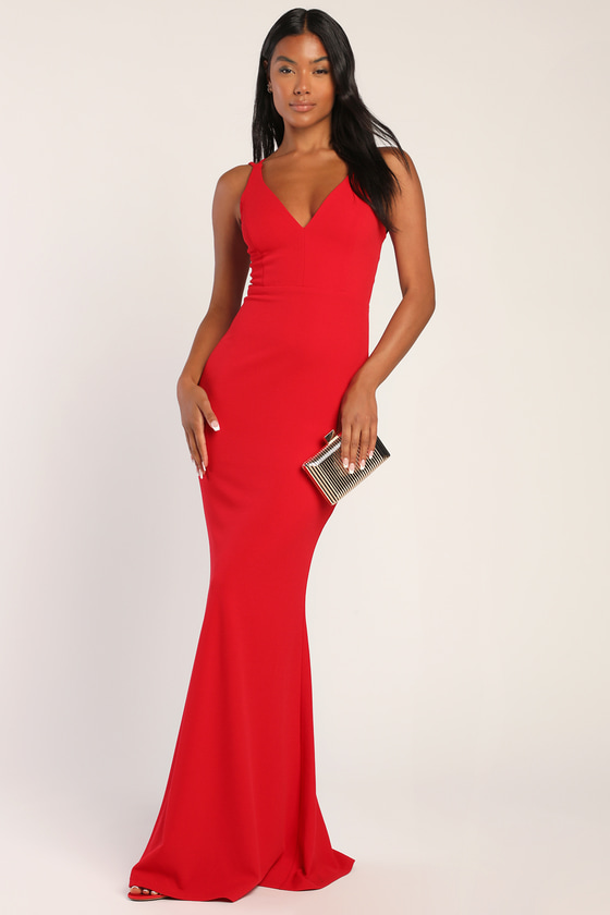 Sexy Red Maxi Strappy Back Dress Red Backless Gown Lulus