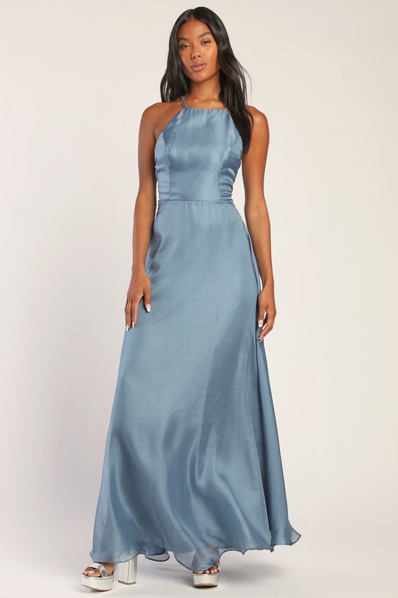Slate Blue Dress Blue Maxi Dress Backless Maxi Dress Lulus