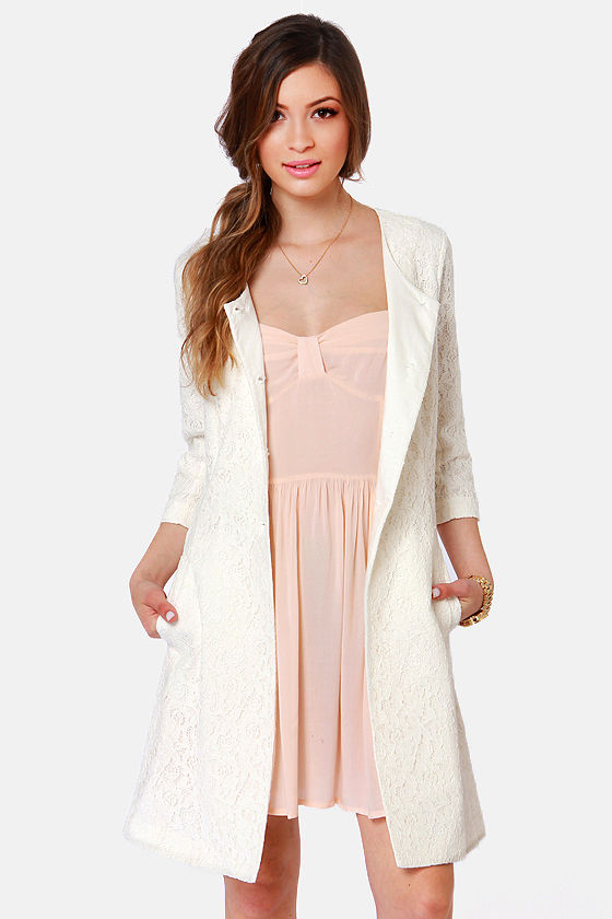 Darling Mylie Lace Mac B - Ivory Jacket - Lace Coat - Frock Coat - $128 ...