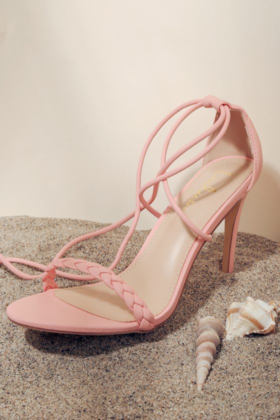 Pink High Heel Sandals - Woven Sandals - Lace-Up Heels - Lulus