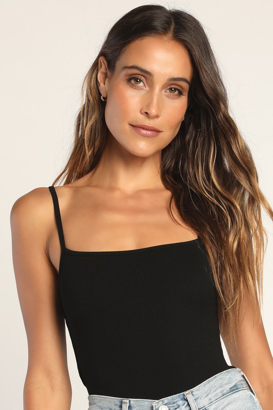 Ribbed Black Bodysuit Cutout Bodysuit Sleeveless Bodysuit Lulus