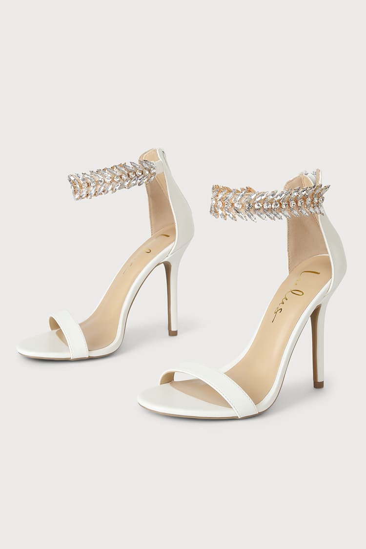 White Rhinestone High Heels