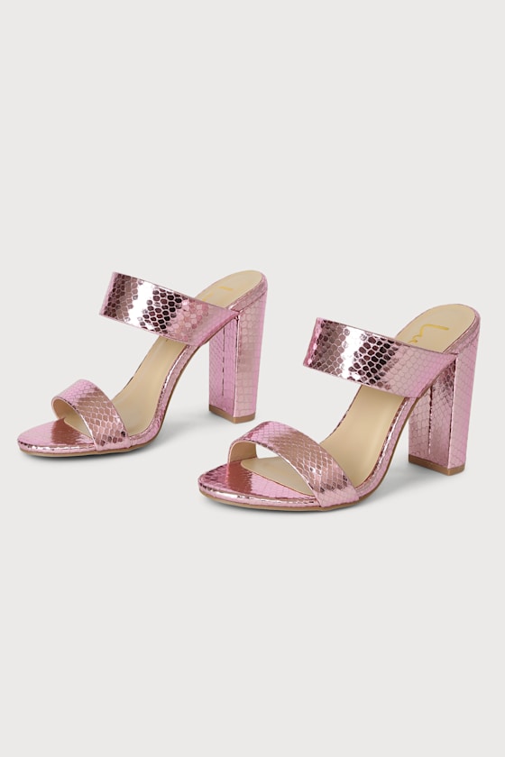 Cute Metallic Heels - High Heel Sandals - Pink Strap Heels - Lulus