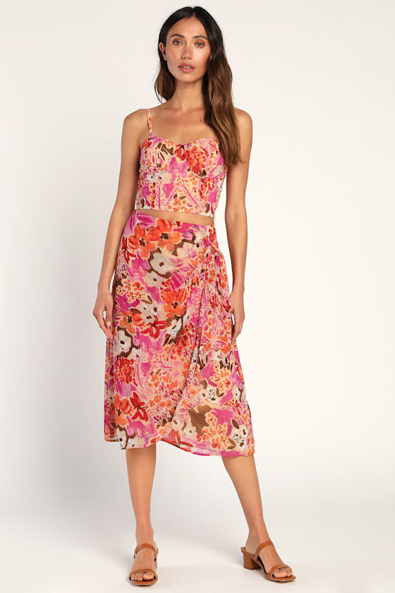 Pink Multi Print Top - Floral Crop Top - Cute Crop Top - Lulus