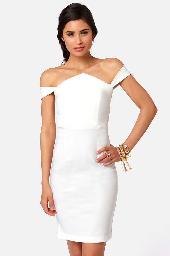 Sexy Ivory Dress - Off-the-Shoulder Dress - Bodycon Dress - $39.00 - Lulus