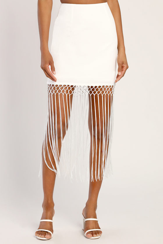 White Mini Skirt - Fringe Mini Skirt - Cotton Mini Skirt - Lulus